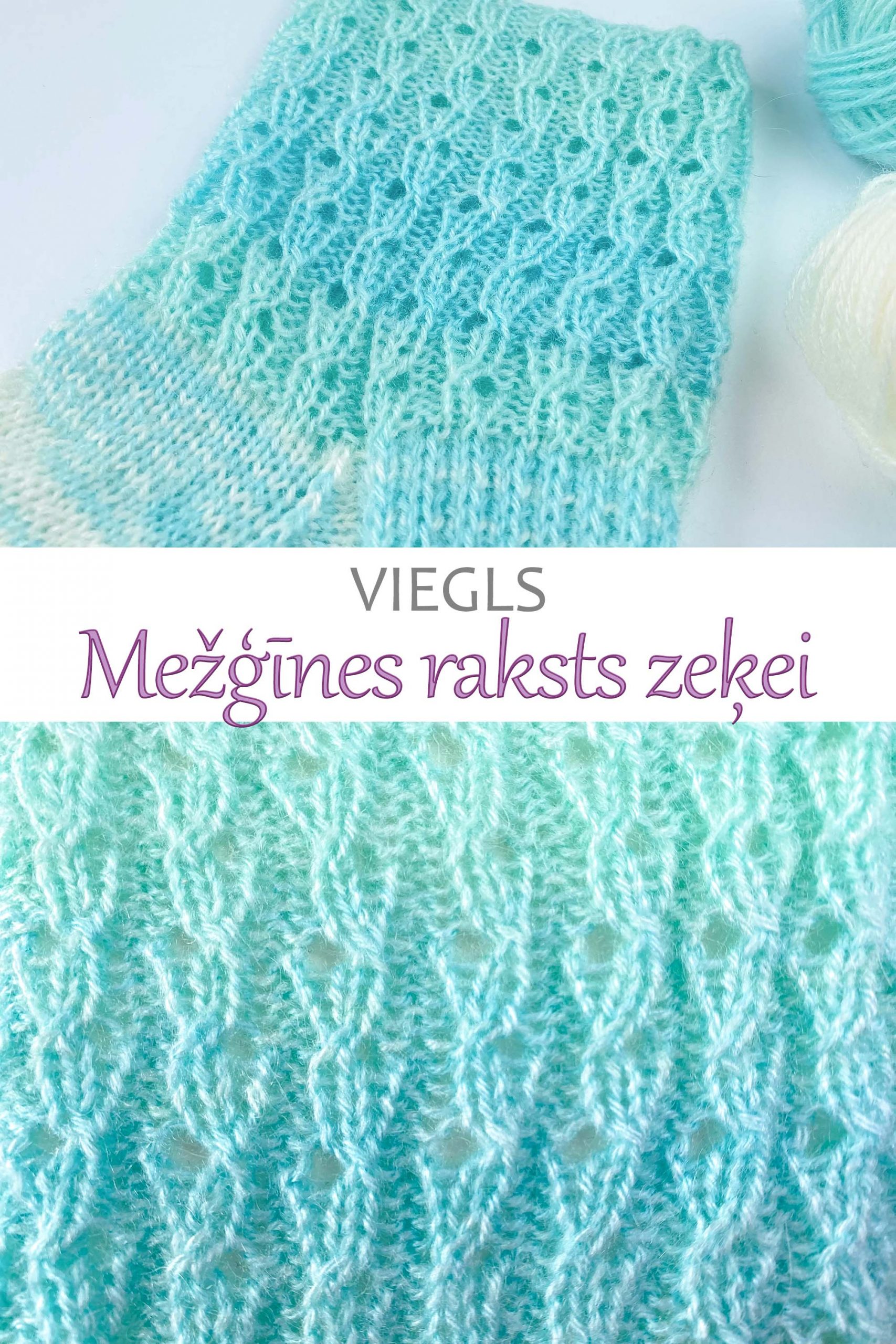 Viegls mežģīņu raksts zeķu adīšanai – Kremi