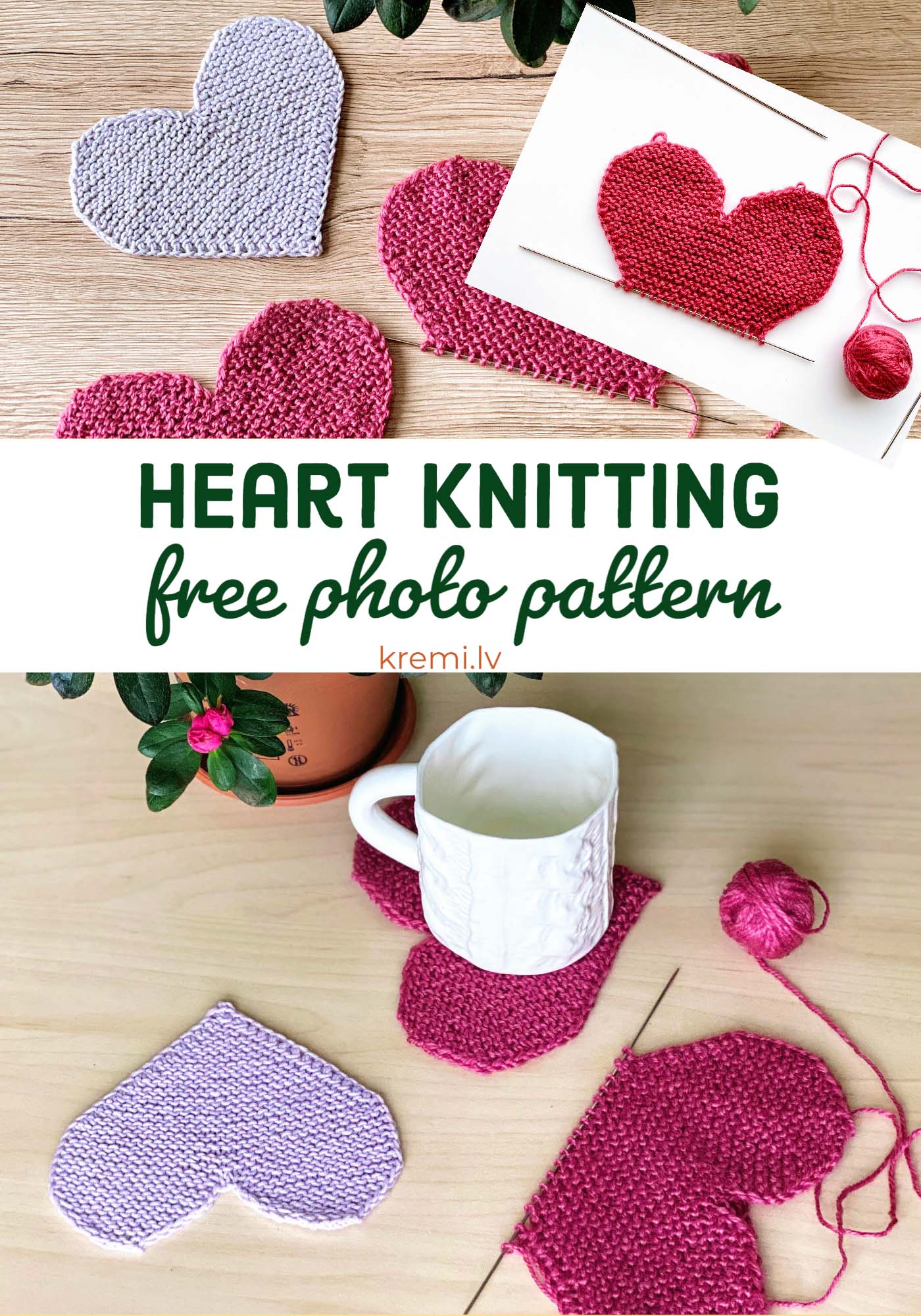 Knitting a decorative heart pattern free photo tutorial – Kremi